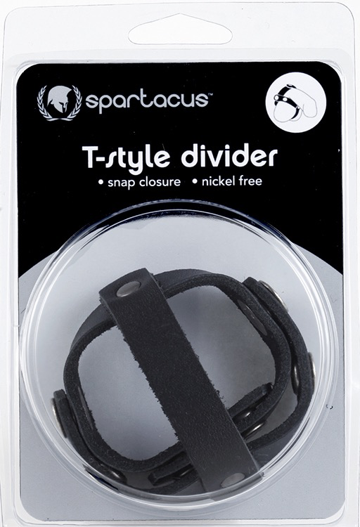 Spartacus Leather T-Style Ball Divider - A sex toy boutique for every body.
