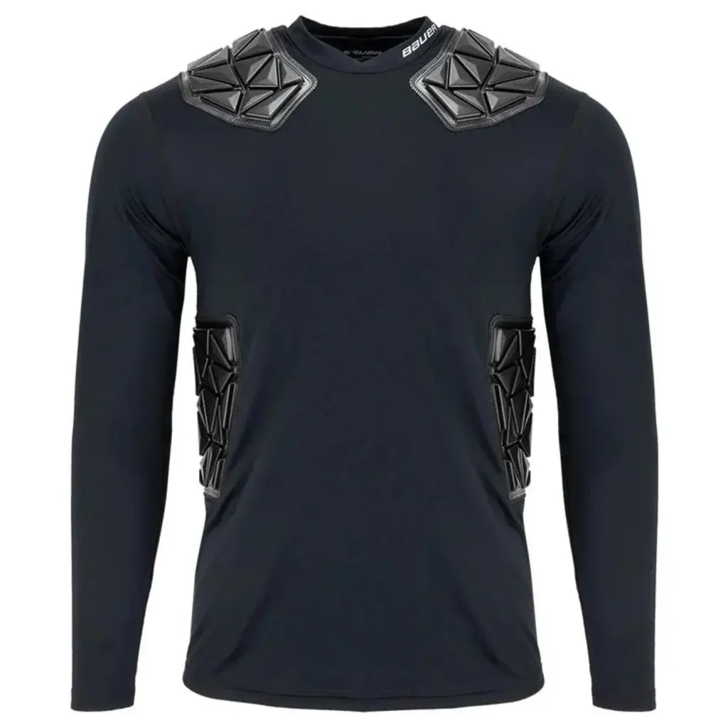 Bauer Padded Goalie Top, Elite Long Sleeve, Senior, Blk - Time-Out ...