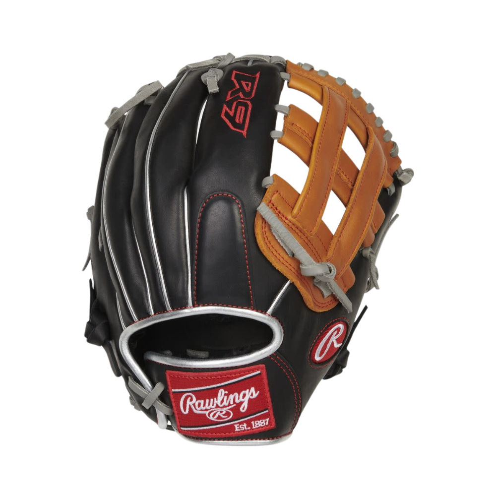 Rawlings Baseball Glove, R9 Contour Series, R9120U-6BT, 12”, Blk/Tan ...