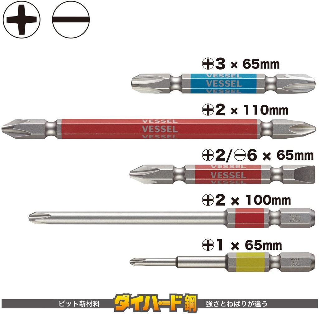 VESSEL VESSEL GO-SAI Bit Set Details: Both head + 2 / - 6 x 65, + 2 x ...