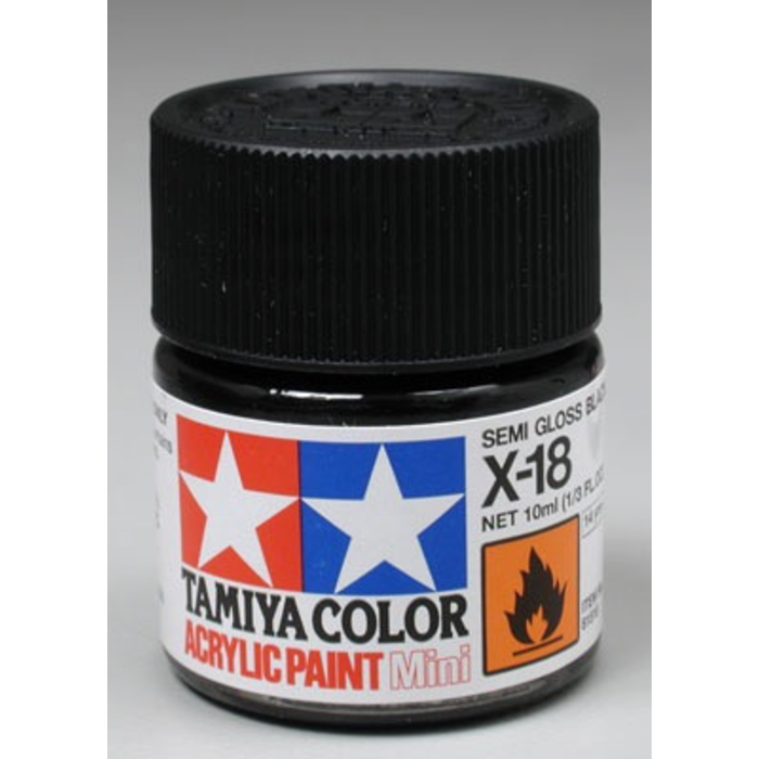 TAMIYA TAMIYA 10ml X-18 SEMI GLOSS BLACK - www.acercmodels.com