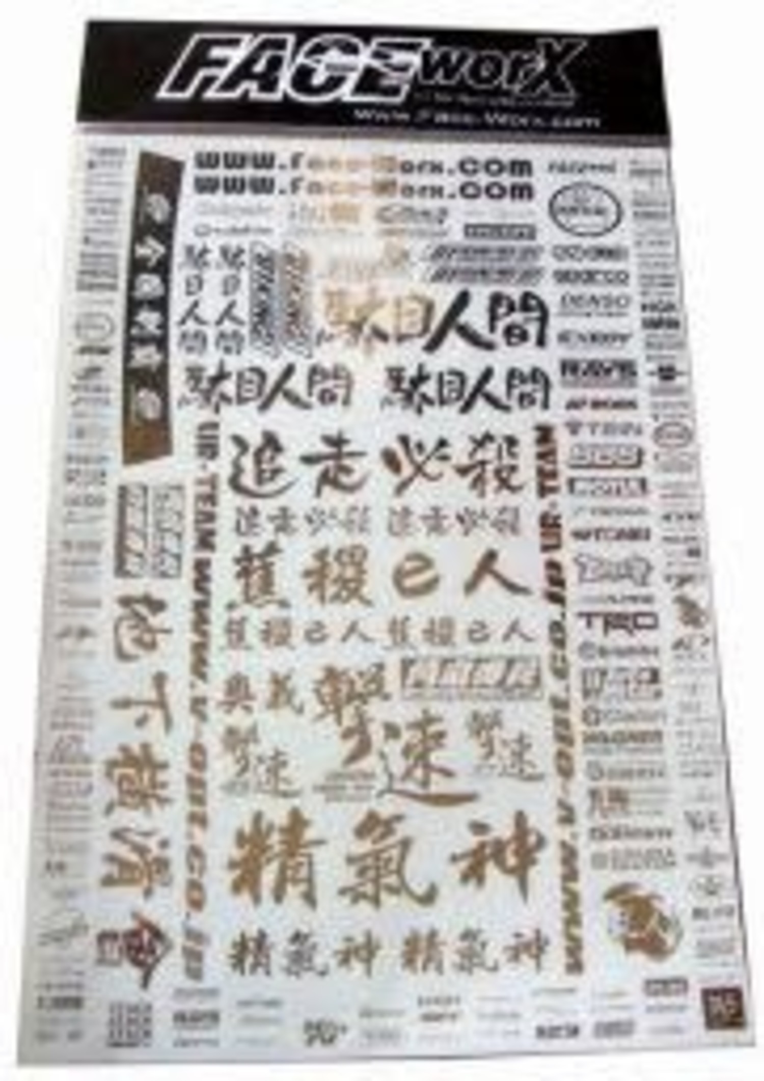 FACEWORX FACE-WORX SPONSOR DECALS CHROME 1 SHEET - www.acercmodels.com