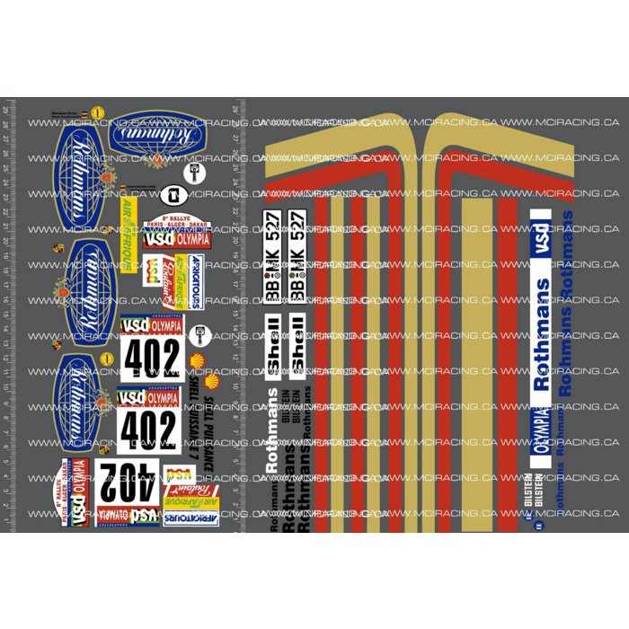 MCI REPRODUCTION DECALS MCI 1/10th MERCEDES G WAGON - PORSCHE ROTMANS ...