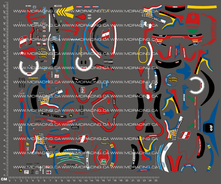 MCI REPRODUCTION DECALS MCI 1/10th HELMET DECALS - www.acercmodels.com