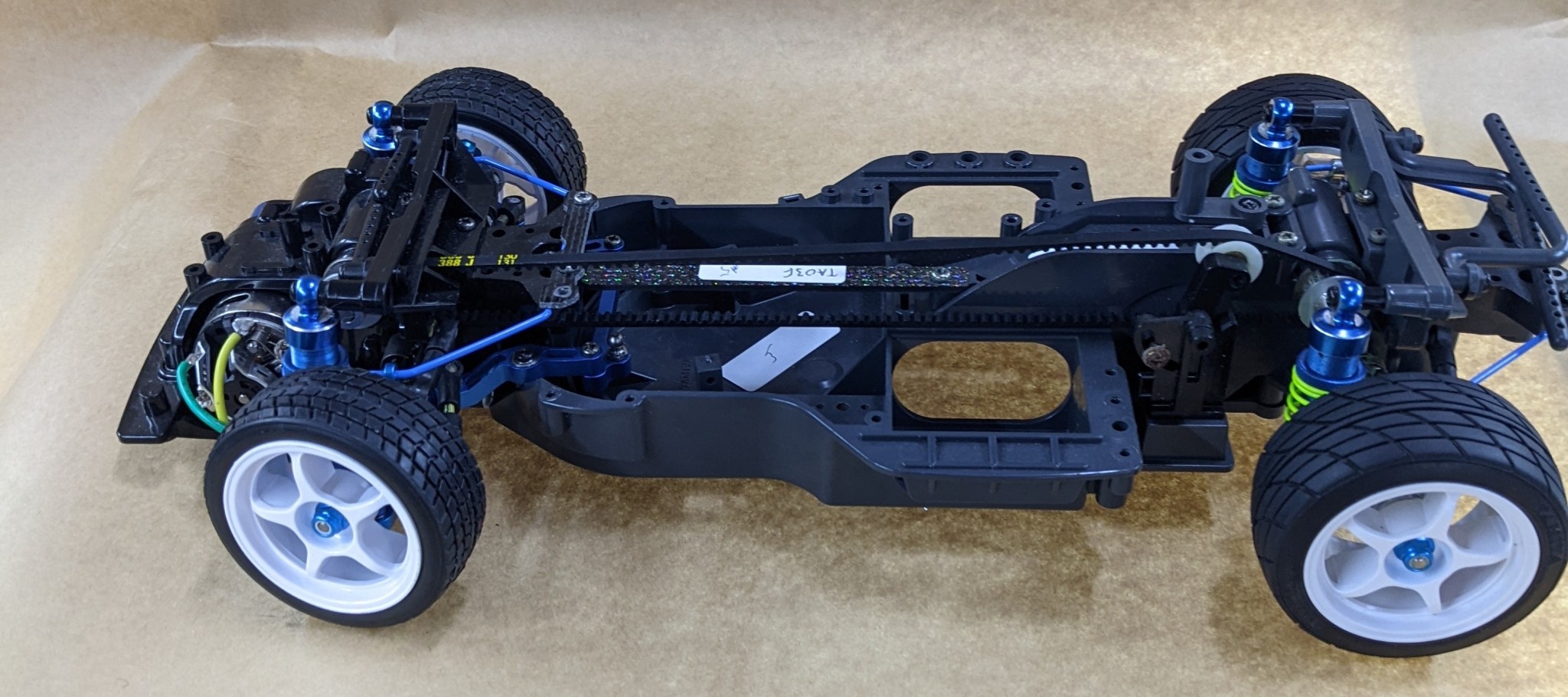 TAMIYA TA03F TUB CHASSIS METAL ARMS HUBS STEERING WITH GT TUNED MOTOR ...