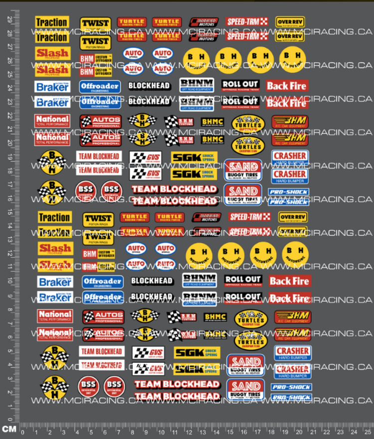 MCI REPRODUCTION DECALS MCI 1/10th REPRODUCTION TAM - BLOCK - SPONSOR ...