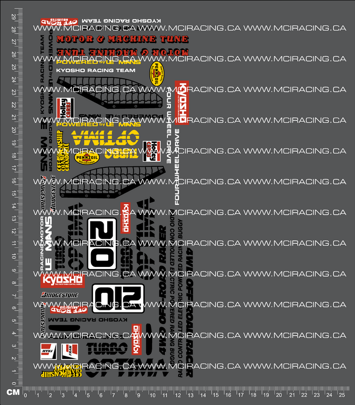 MCI REPRODUCTION DECALS MCI 1/10TH KYO - TURBO OPTIMA DECALS - www ...