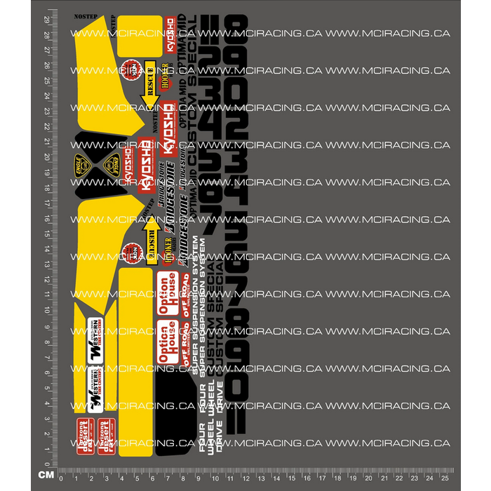 MCI REPRODUCTION DECALS MCI 1/10TH KYO - OPTIMA MID CUSTOM DECALS - www ...