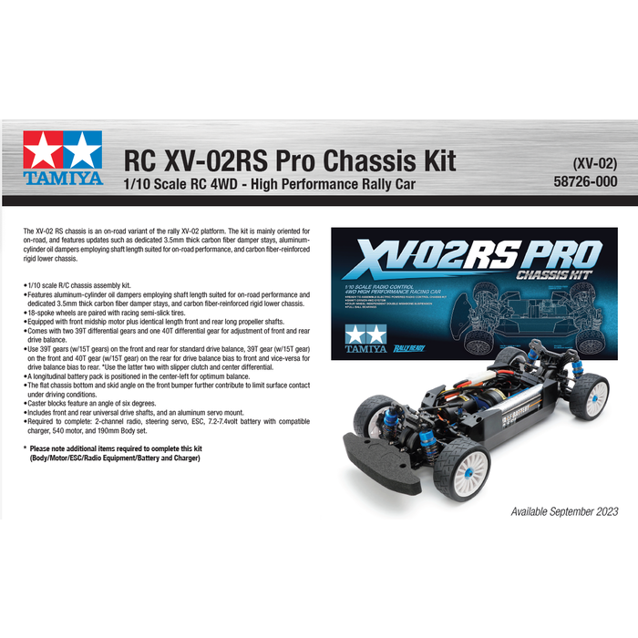 PRE ORDER SEPT 2023 *** TAMIYA RC XV-02RS Pro Chassis Kit High ...
