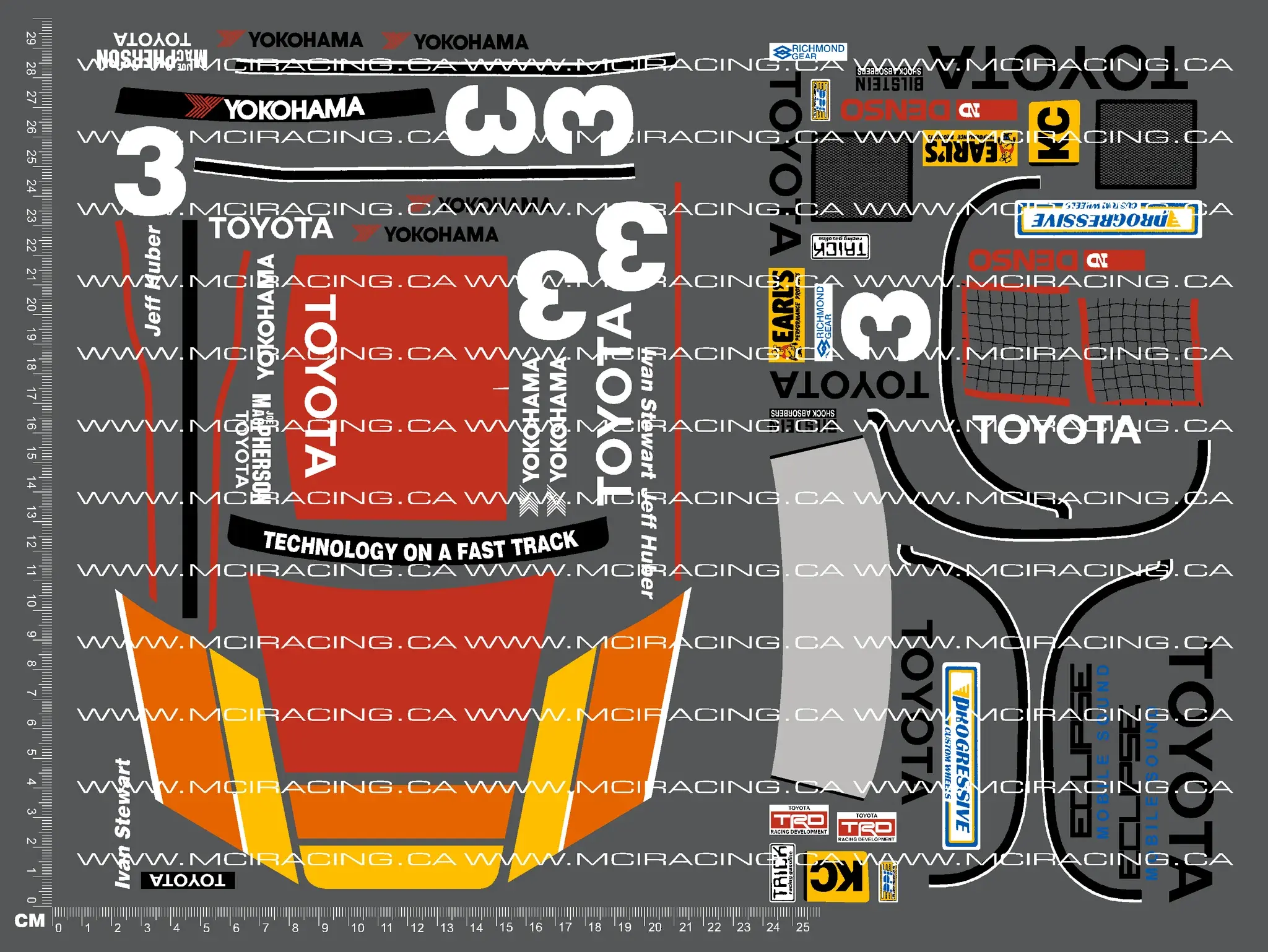MCI REPRODUCTION DECALS MCI 1/10TH TAM 58086 - TOYOT MONSTER HILUX ...