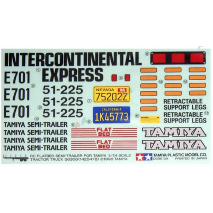 TAMIYA FLAT BED TRAILER STICKER DECAL SHEET - www.acercmodels.com