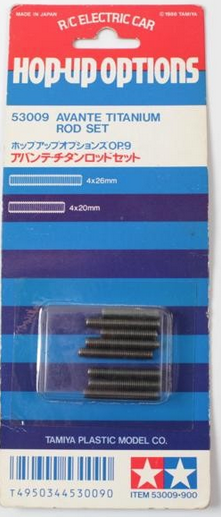 TAMIYA TAMIYA TITANIUM ROD SET SUITS AVANTE 2 pce 4X20mm & 6 pce 4 X ...