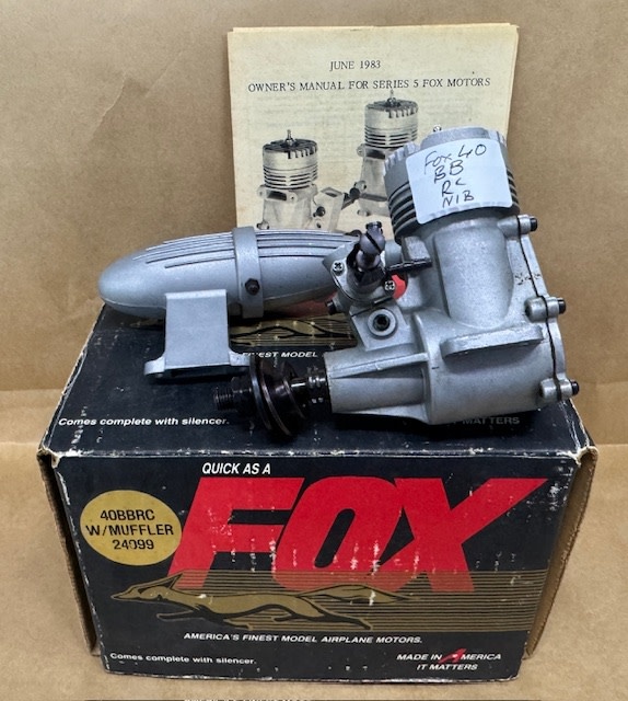 FOX 40 BB RC 1983 VINTAGE MOTOR NIB WITH MUFFLER & INSTRUCTIONS - www.acercmodels.com