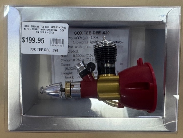 COX ENGINE TEE DEE .020 VINTAGE 1970-1990 " NON ORIGIONAL BOX" AS PER PHOTOS - www.acercmodels.com