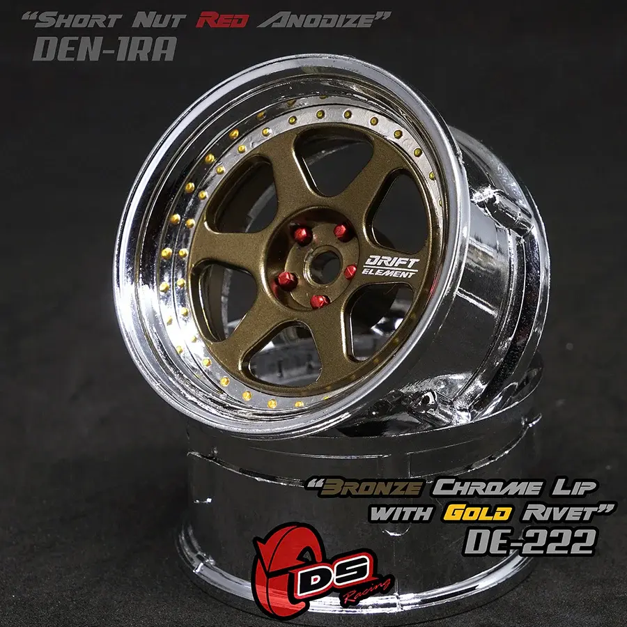DS RACING DS RACING DE 6 Spoke Wheel Set - Bronze/Chrome w/ Gold Rivets ...