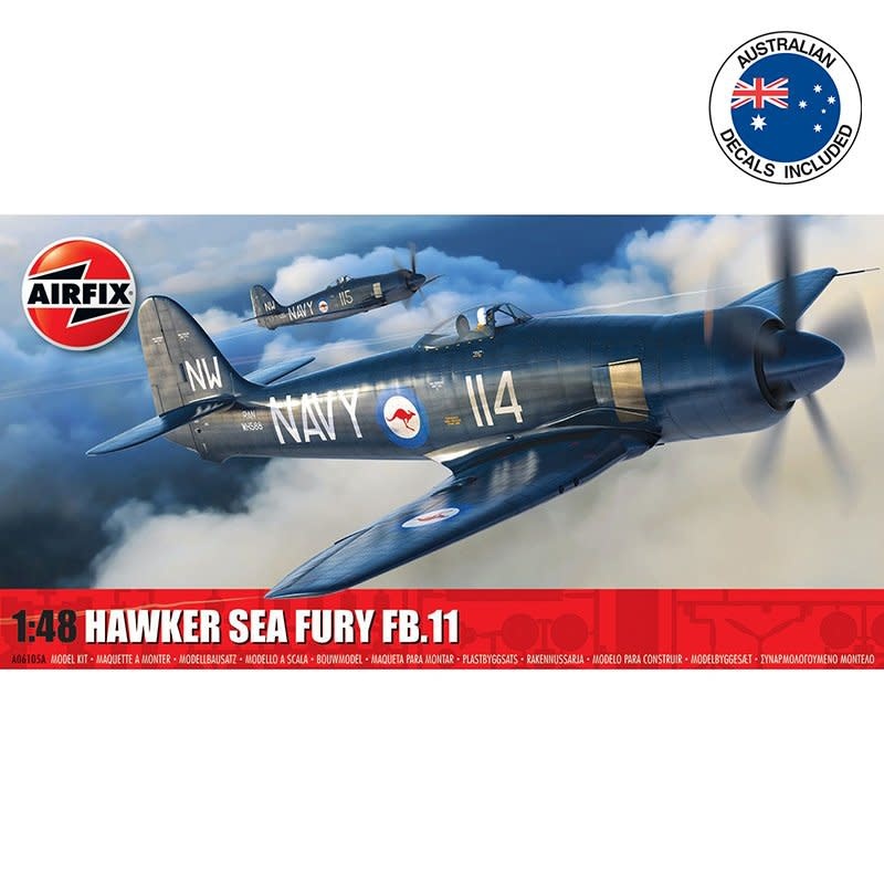 AIRFIX HAWKER SEA FURY FB.II AUST.DECALS PLASTIC KIT 1/48 ( SLIGHT BOX ...