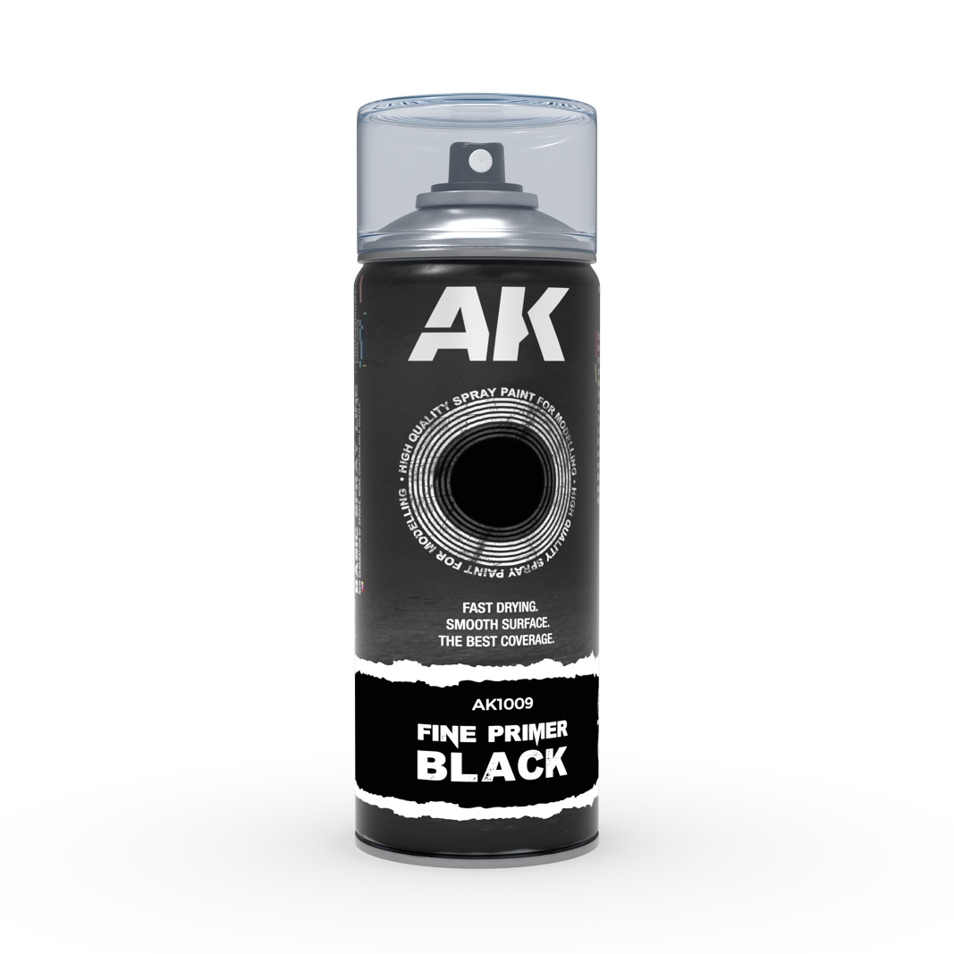 AK Interactive Fine Primer Black - Spray Paint 400ml - www.acercmodels.com