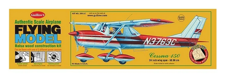 GUILLOWS CESSNA 150 24" SPAN RUBBER POWERED KIT - www.acercmodels.com