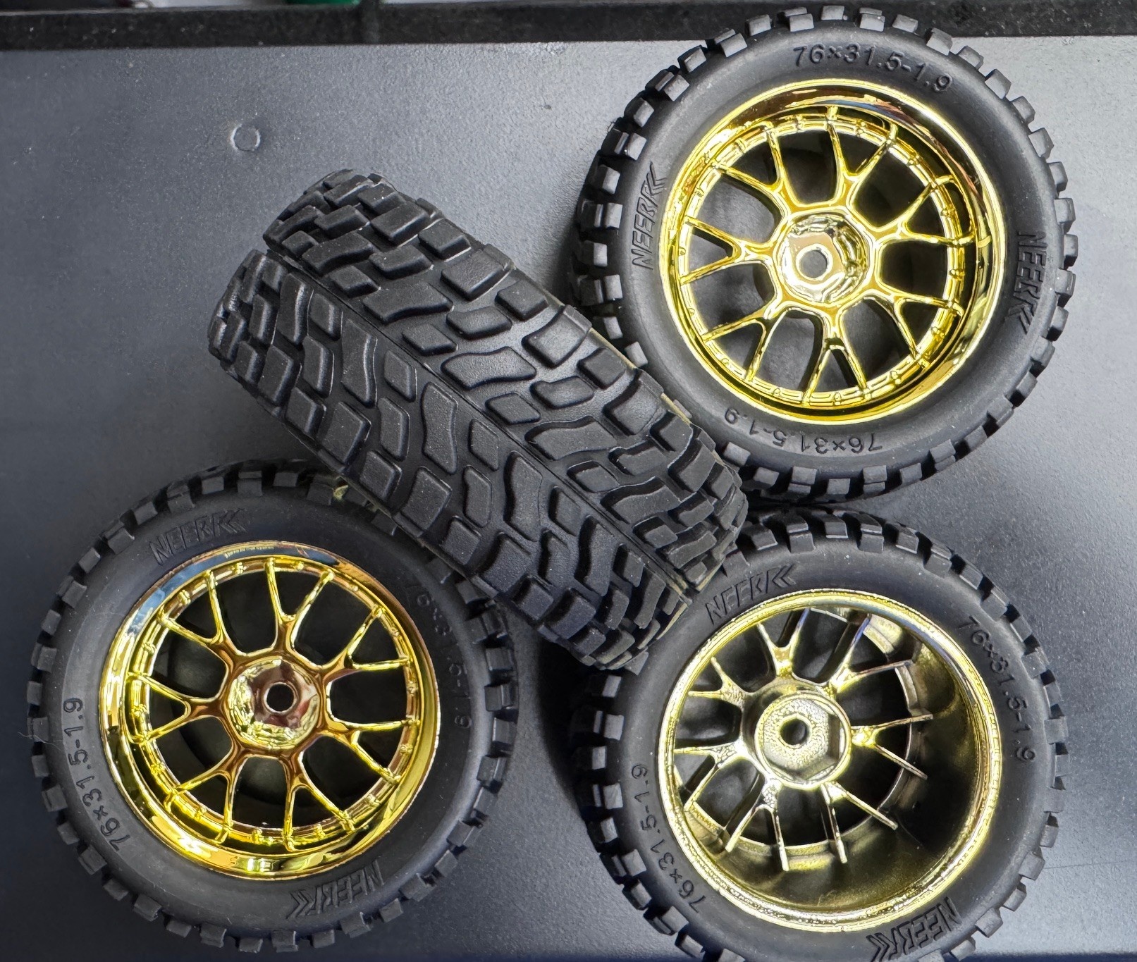 GREAT VIGOR NEEBK 1/10 OFF ROAD RALLY TYRE & GOLD RIMS X 4 PCE - www ...