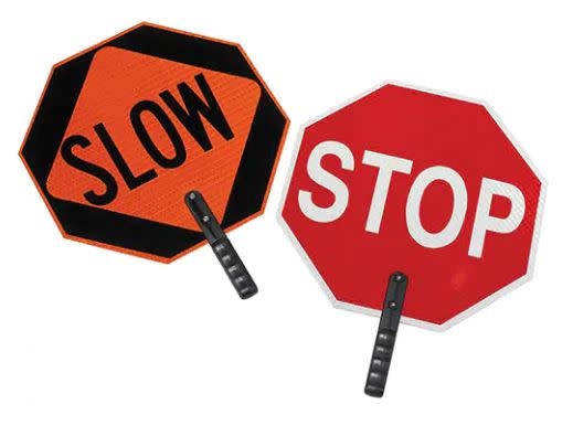 Double Sided Reflective "Stop/Slow" Traffic Sign, 18" w/Handle ...