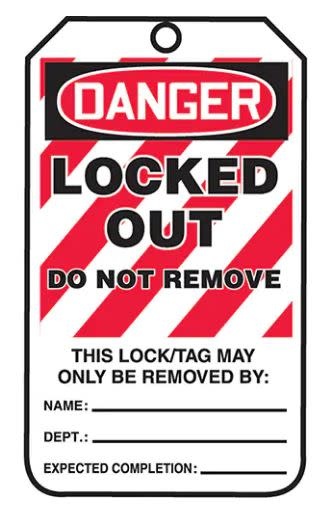 Lockout Tags, "Locked Out" , Card stock, 5/Pk - Southwest Safety & Supply