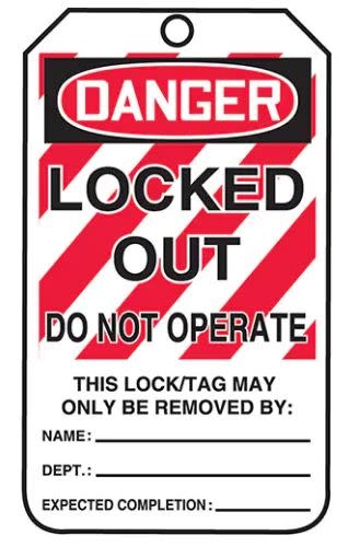 Lockout Tags "Locked Out", Cardstock, 25 pk - Southwest Safety & Supply