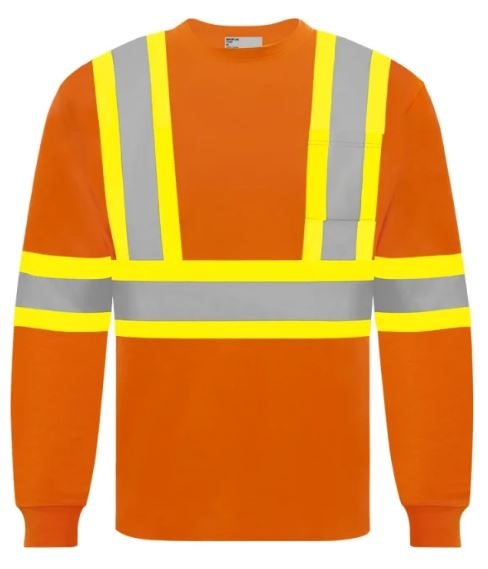 GF Cotton High Vis Long Sleeve T, 4" Tape - Southwest Safety & Supply