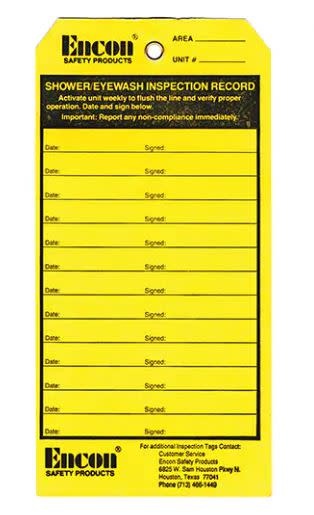 Emergency Shower & Eyewash Inspection & Record Tag - Southwest Safety ...