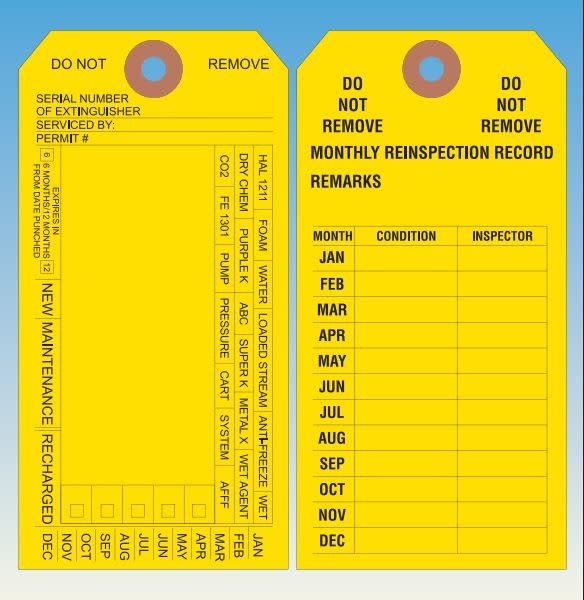2-in-1 Fire Extinguisher Inspection Tag, Cardstock - Southwest Safety ...