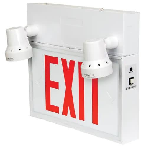 Emergency Exit Sign with Security lights, LED, Battery/Hardwired ...