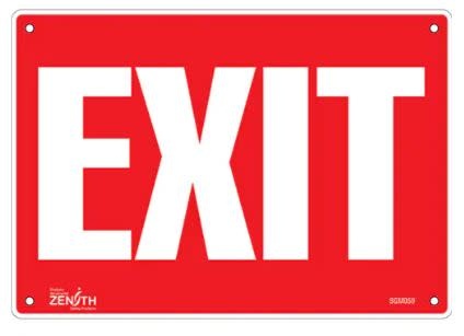 EXIT Sign, Plastic, White on Red 7" x 10" - Southwest Safety & Supply