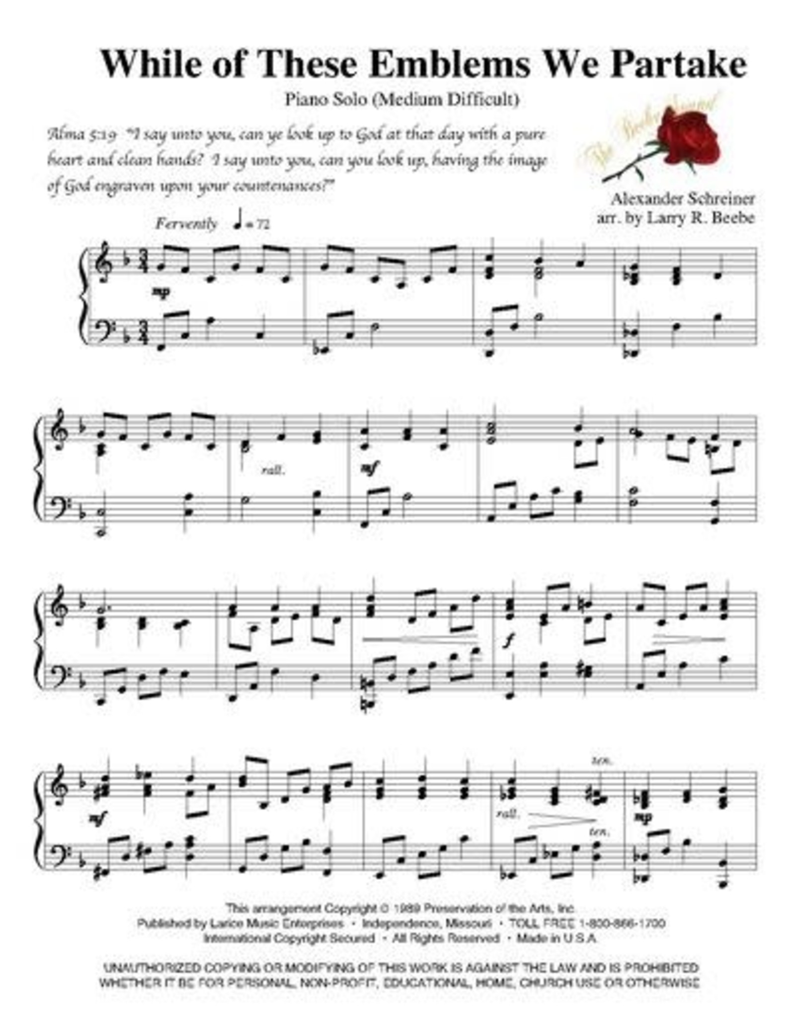 Lds Piano Solo Sheet Music