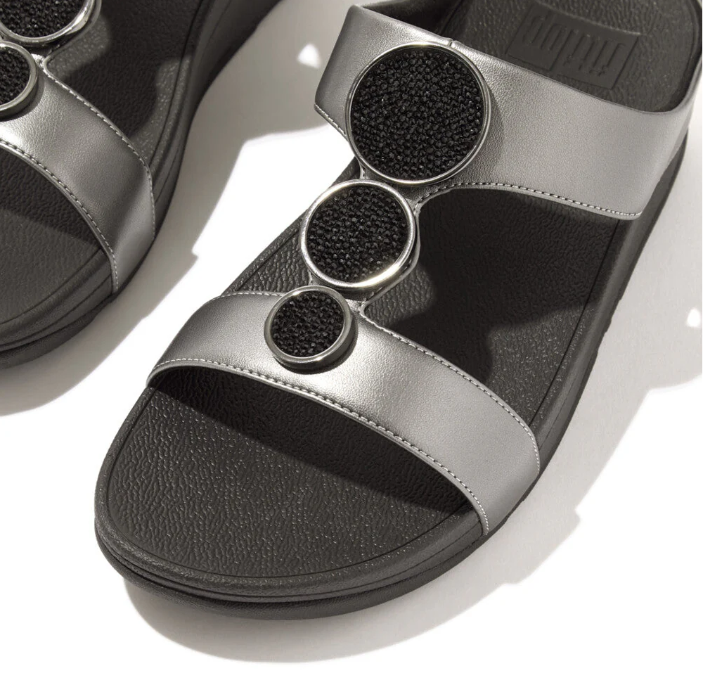 Halo Bead-Circle Metallic H-Bar Slides - The Ultimate Foot Store