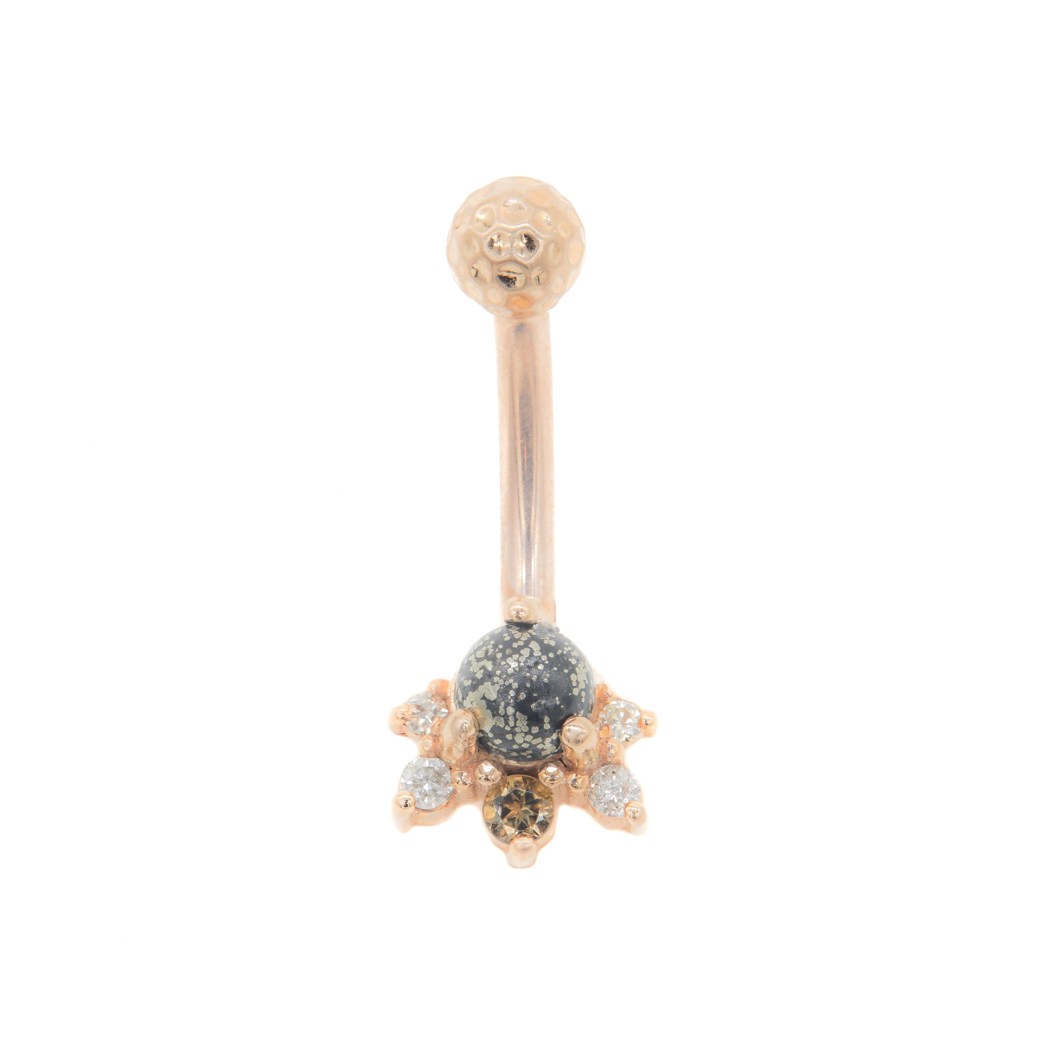 RG 16g 1/4" Anaya Curved Barbell with 1mm Champagne Diamond, 1.25mm ...