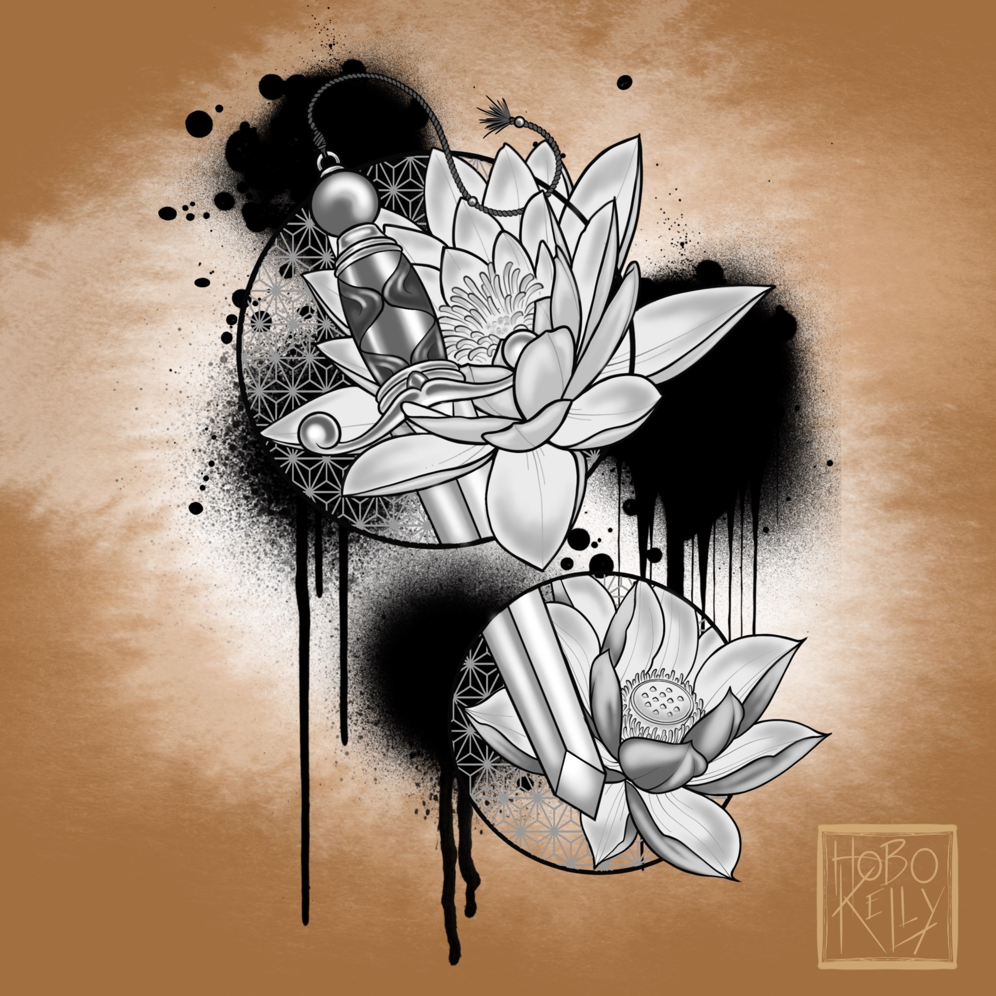 Knife and Lotus Flash Tattoo with Rae - Laughing Buddha Seattle