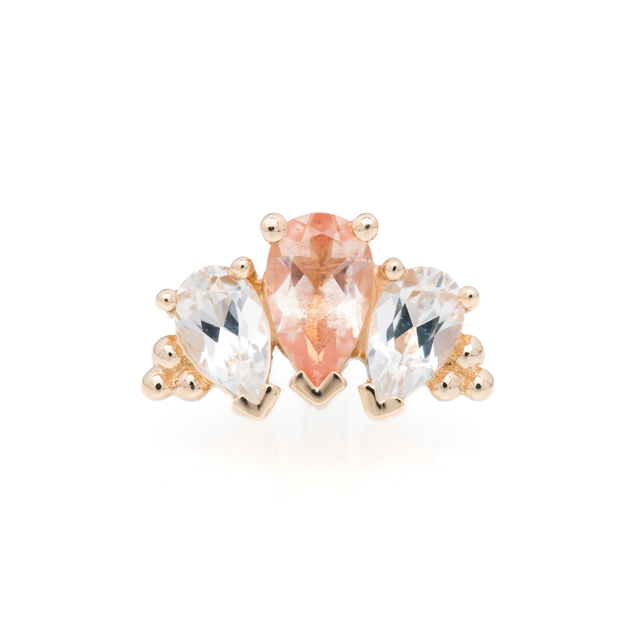 YG 16g Graduated 3 Gem Pear Panaraya with White Sapphire Pear and ...