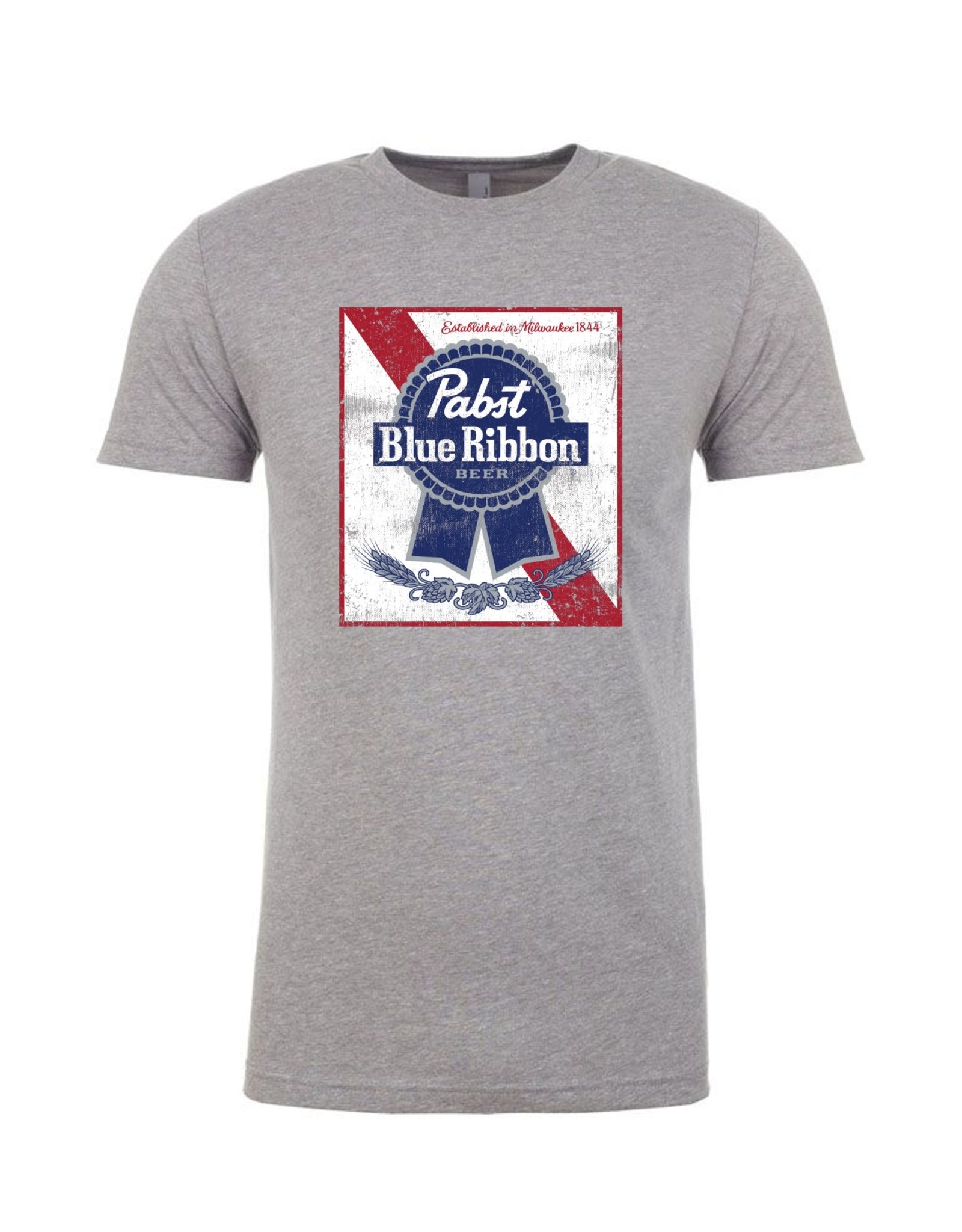 Pabst Grey Distressed Box Tee - Best Pabst Shop