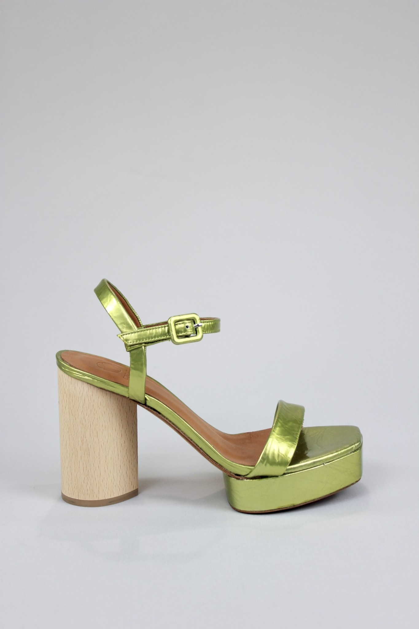 Coclico - Angel Sandal - Chartreuse Antiqued Patent - Footloose Shoes