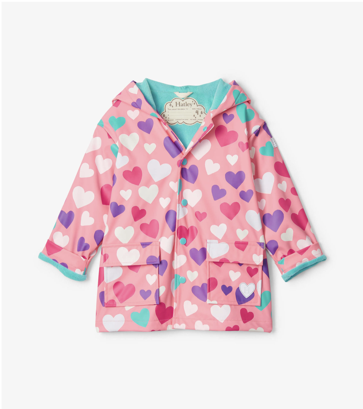 Colourful Hearts Colour Changing Raincoat - Baby Baby Inc