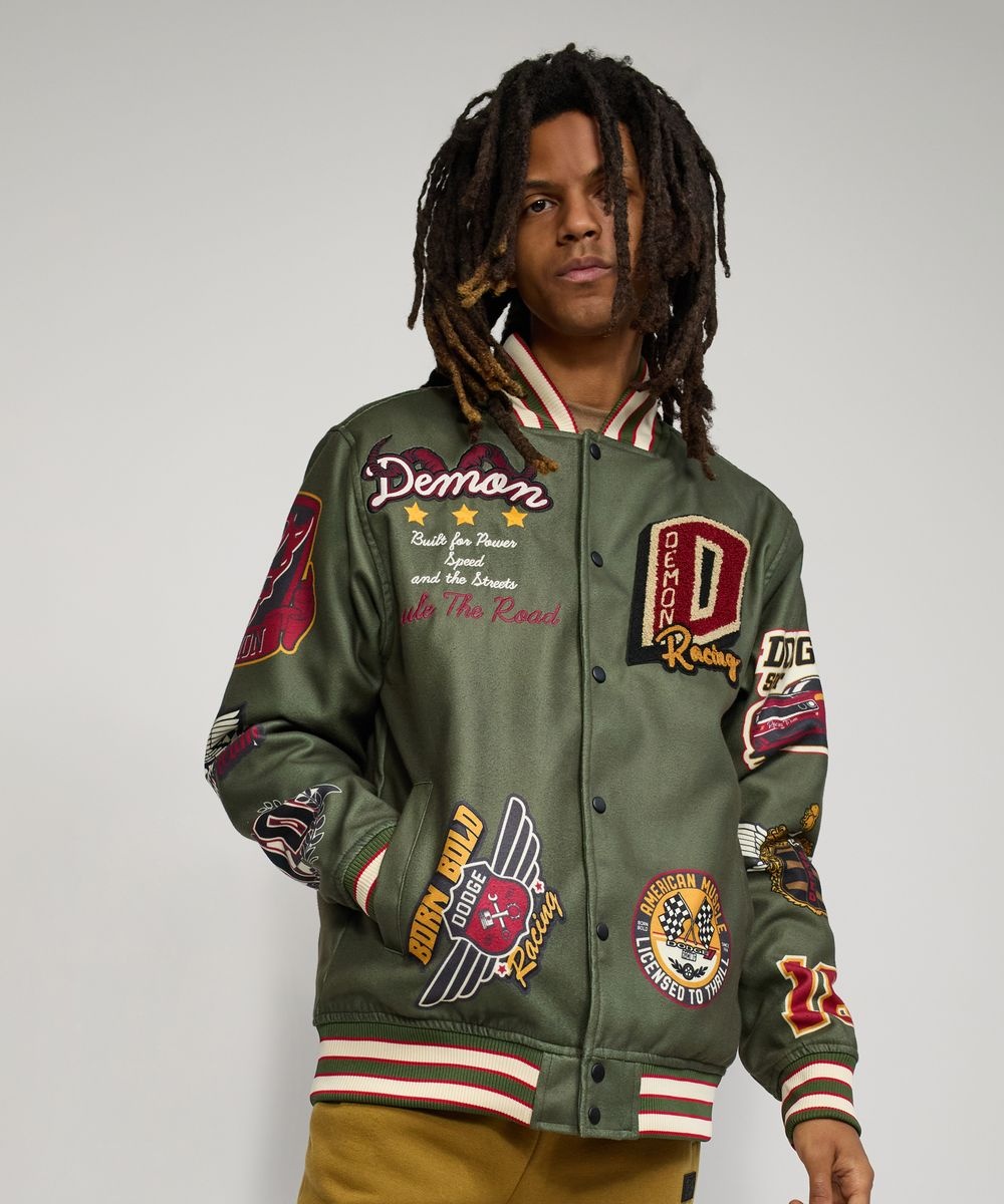 Reason Dodge Demon Varsity Jacket Green (DG-94) - Evoque Mtl