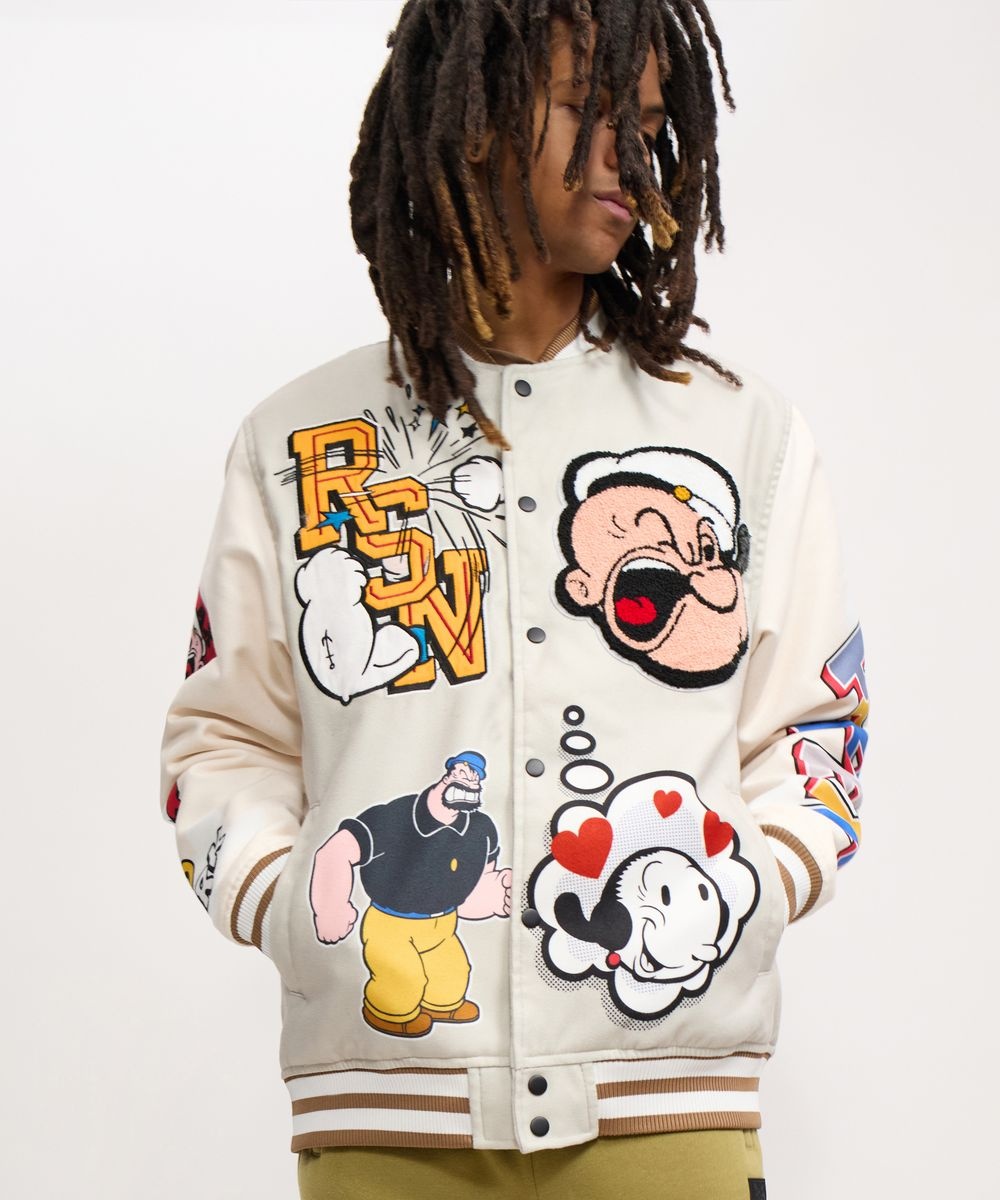 Reason Popeye Varsity Jacket Beige (OWG-19) - Evoque Mtl