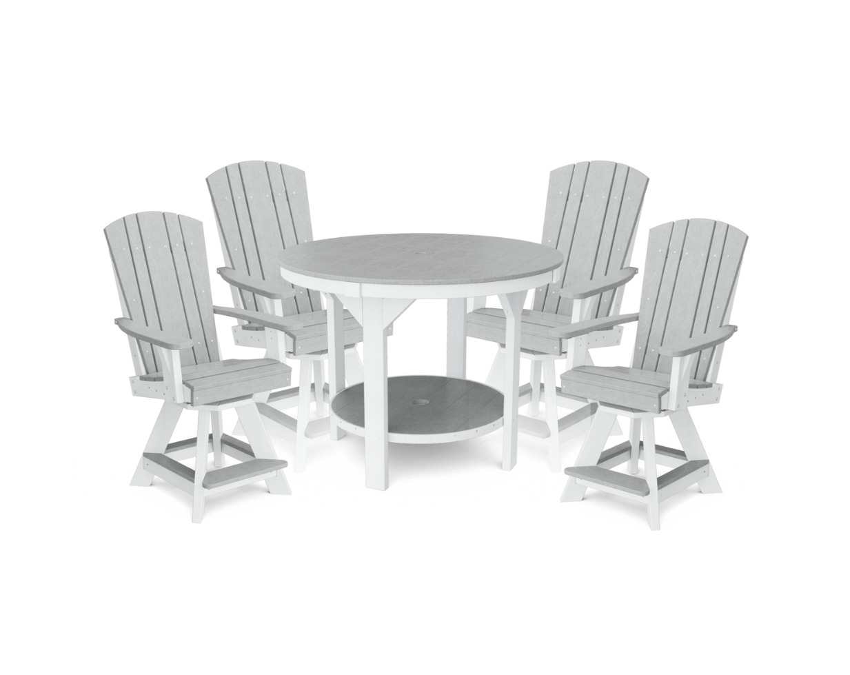 Heritage 48" Pub Table Set with 4 Swivel Chairs Light Gray with White ...