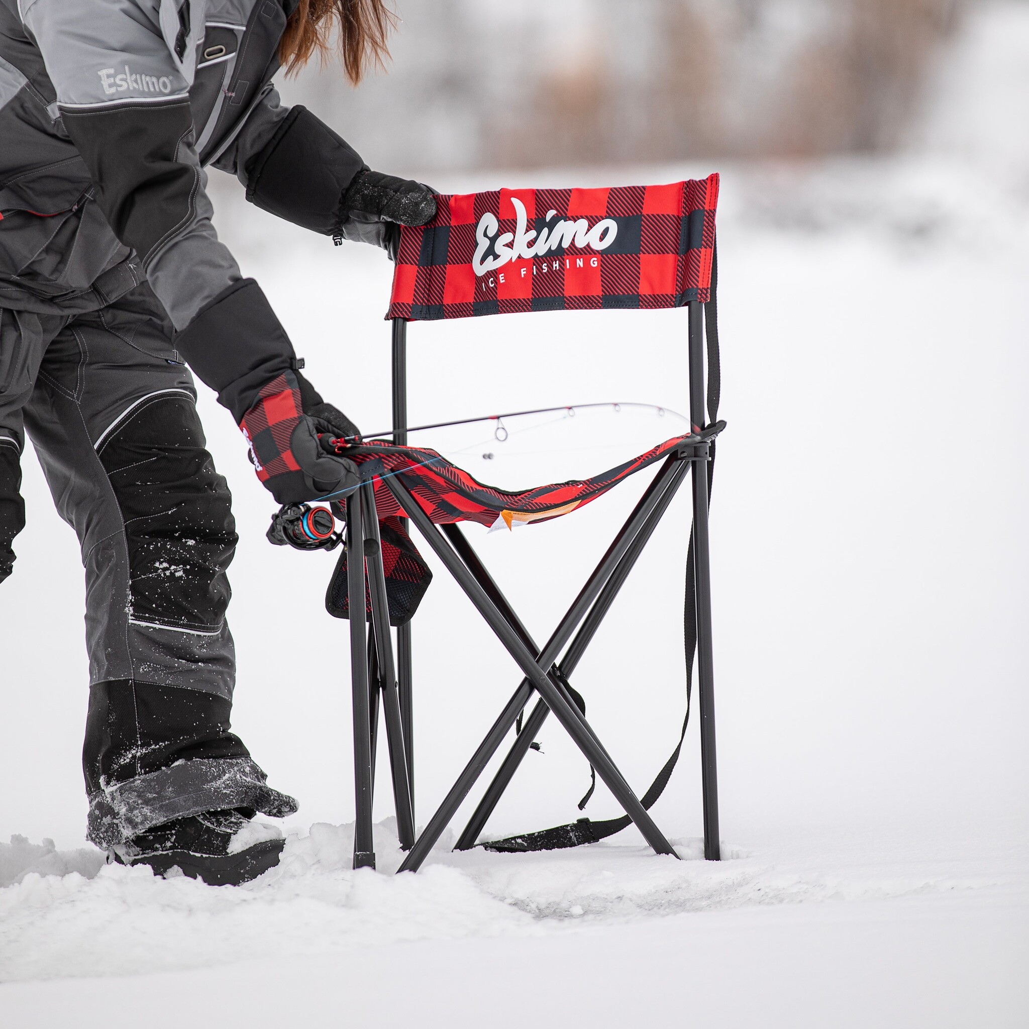 Eskimo XL Folding Ice Chair Plaid - PleasureLand RV Wholesale