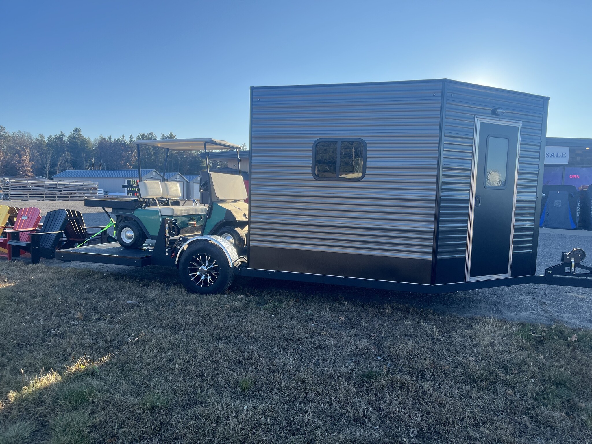 17' Drop Down Ice House w/ Toy Hauler Deck - Charcoal Gray ...