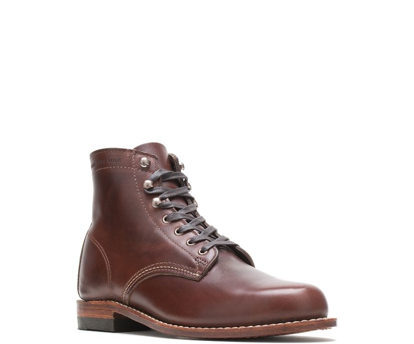 Men's Wolverine Plain Toe Brown Leather Sole W05301 - Chester Boot Shop