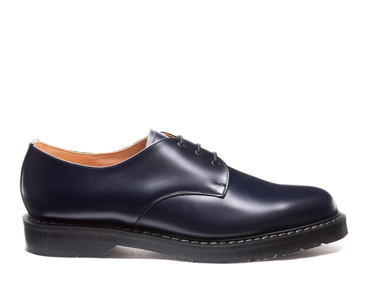 Solovair Navy Blue 3 Eyelet Hi-Shine Gibson Shoe S3-995-NV-G - Chester ...