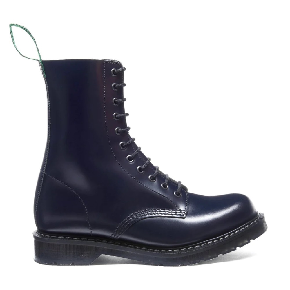 Solovair Navy Blue Hi-Shine 11 Eyelet Derby Boot S11-981-NV-G - Chester ...