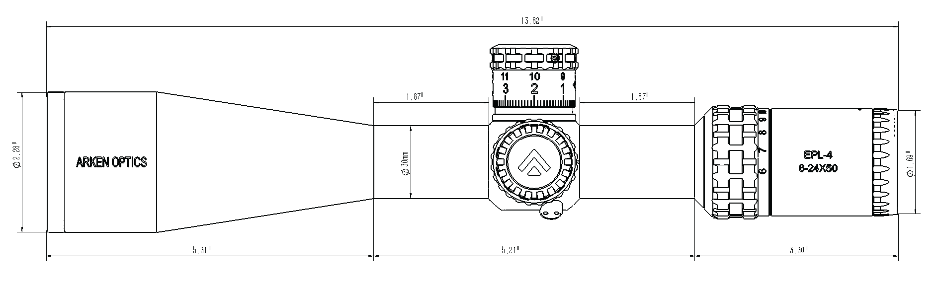 Arken EPL4 series FFP Scope MIL or MOA - VHR Illuminated Reticle - 30MM ...