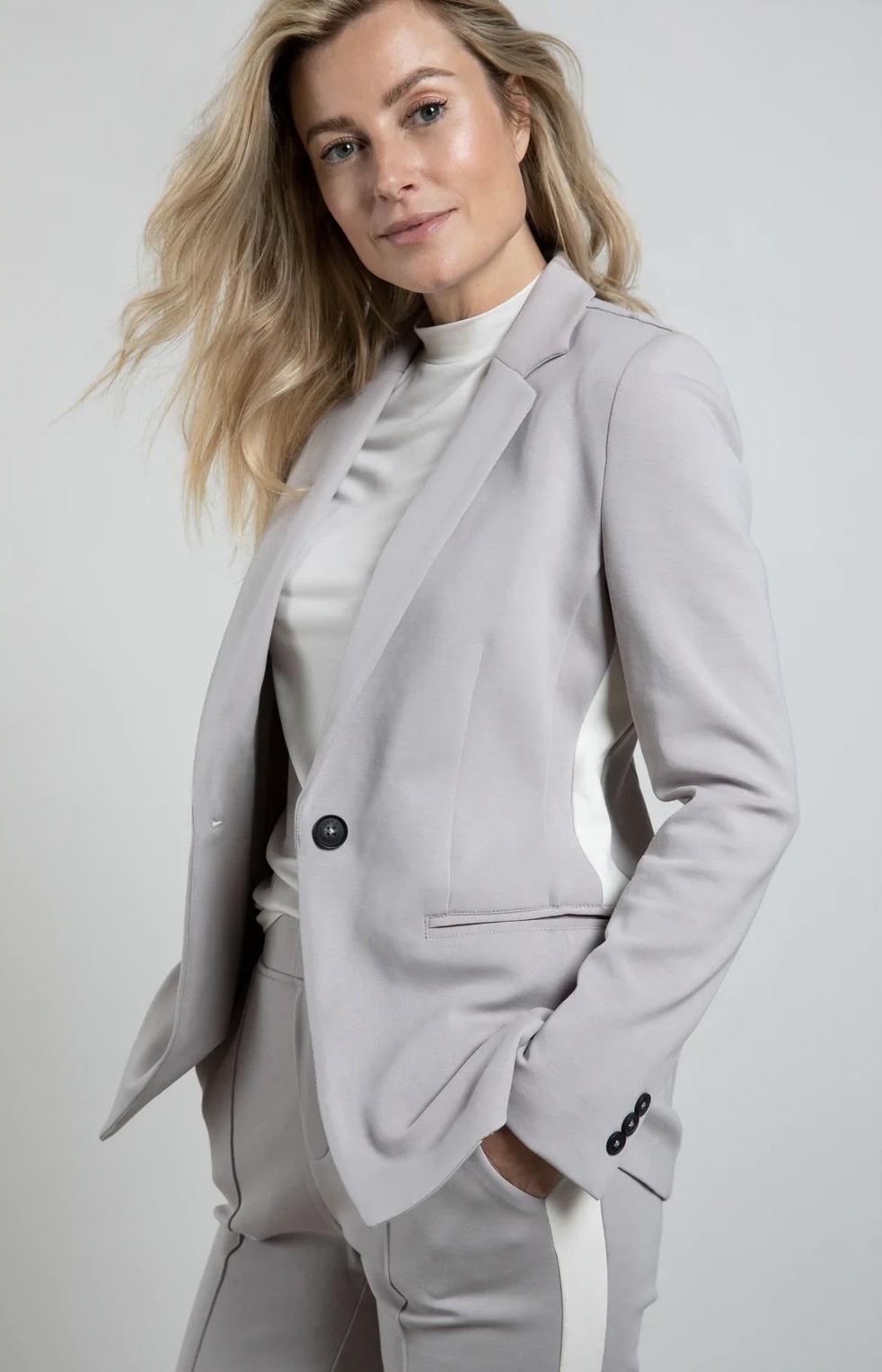 Yaya - Scuba Blazer with Stripe Detail - MonAmie Boutique