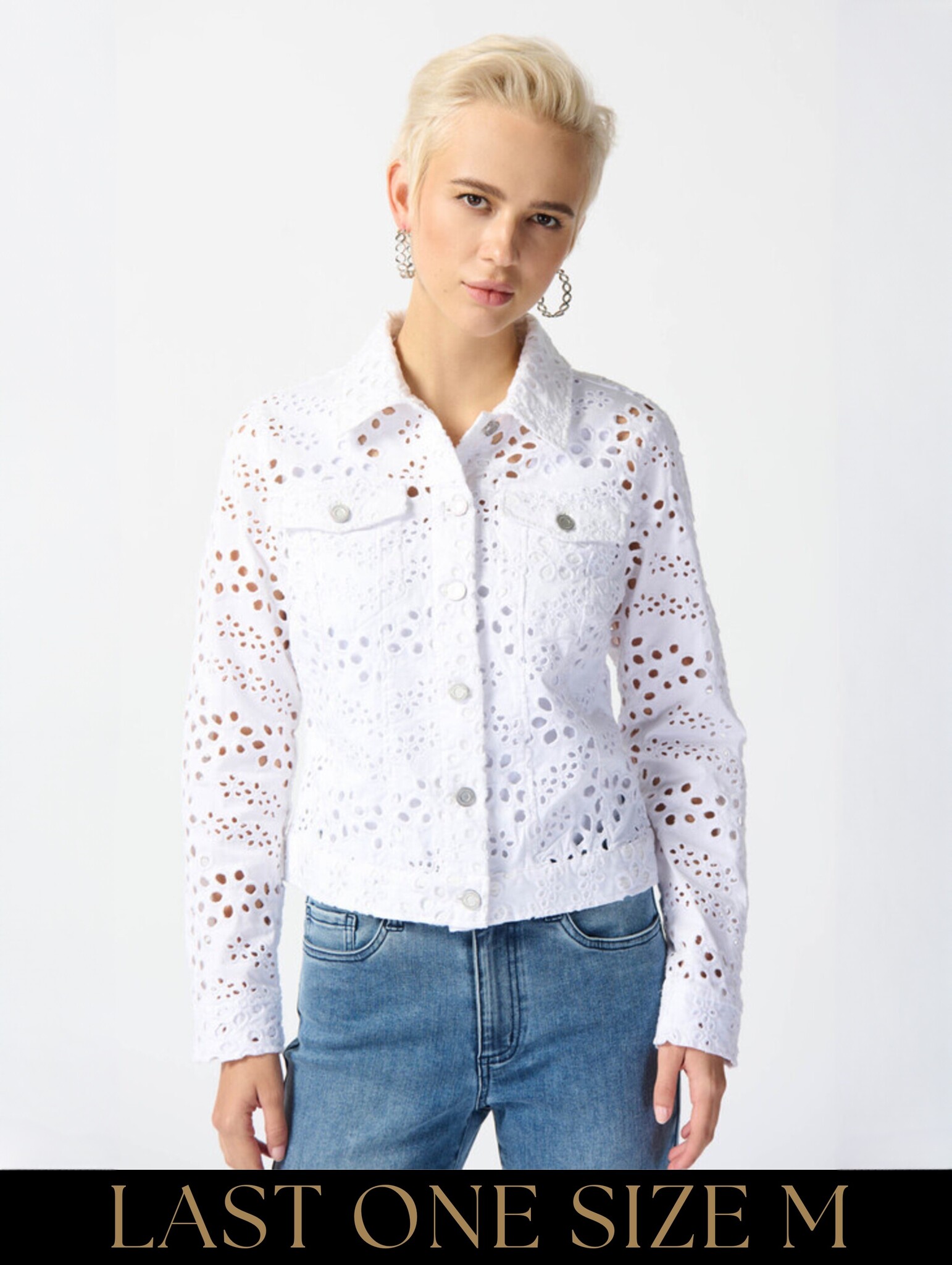 Joseph Ribkoff - Perforated Denim Jacket 242918 - MonAmie Boutique